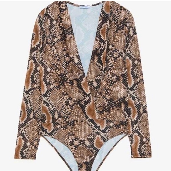 Zara | Tops | Zara Snake Print Bodysuit | Poshmark
